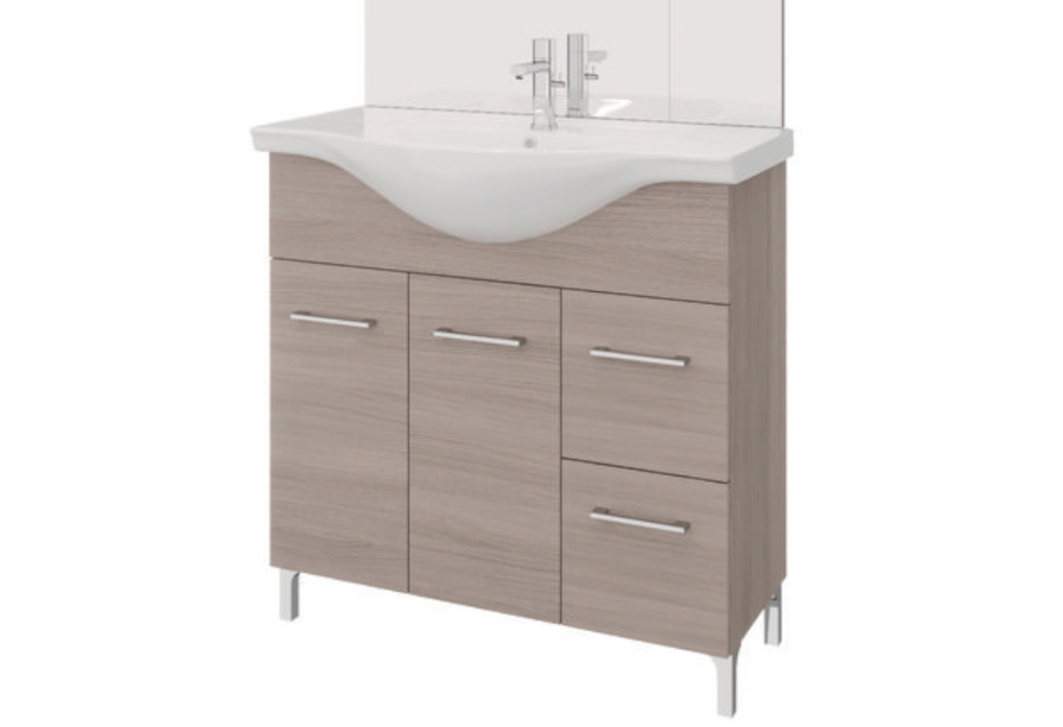 Έπιπλο Μπάνιου με Καθρέπτη Savini Due Rubino Rovere 86cm Καφέ | Praktiker