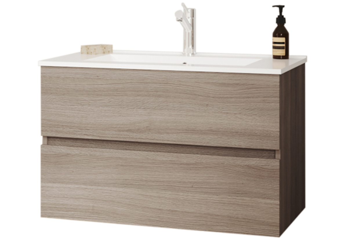 Έπιπλο Μπάνιου με Καθρέπτη Savini Due Easy Rovere 80cm Μπεζ | Praktiker