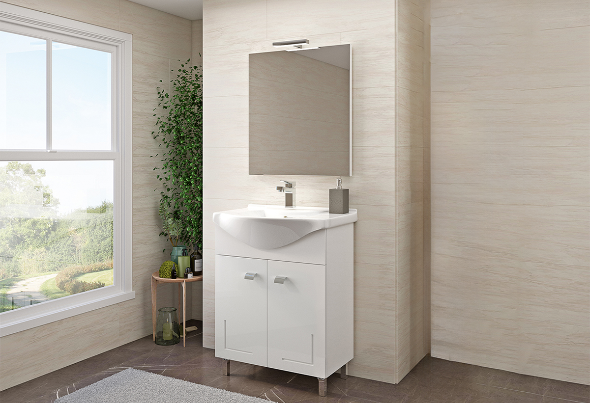 Έπιπλο Μπάνιου με Καθρέπτη Savini Due Isabella 65cm Λευκό | Praktiker