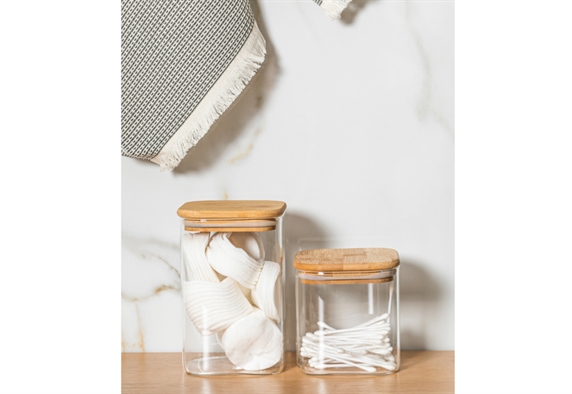 Estia Home Art Δοχείο Αποθήκευσης Bamboo Essentials Γυάλινο Διάφανο ...