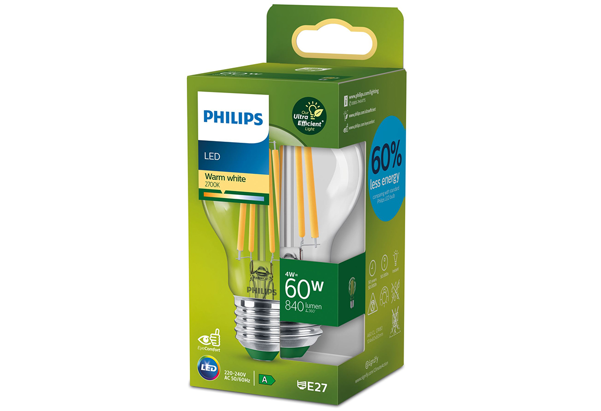 Λάμπα LED Philips Διάφανη E27 4W Ψυχρό Λευκό | Praktiker
