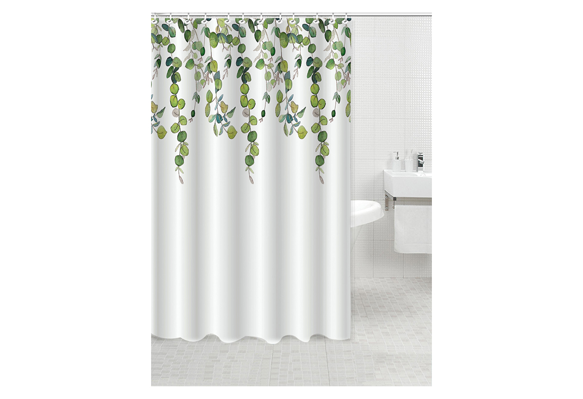 Κουρτίνα Μπάνιου Dizas Miracle 180x180cm Green Leaves | Praktiker